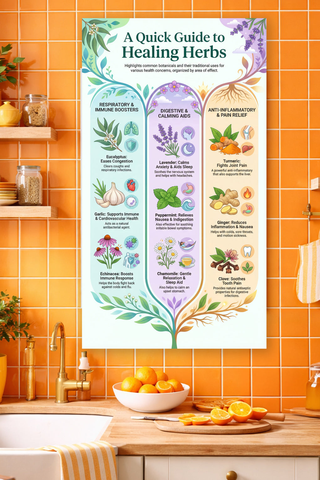 A Quick Guide to Healing Herbs Poster - Traditional Herbal Uses Visual ...